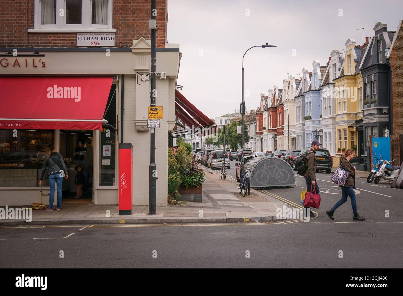 London- September, 2021: Fulham Road street scene, a high street of ...