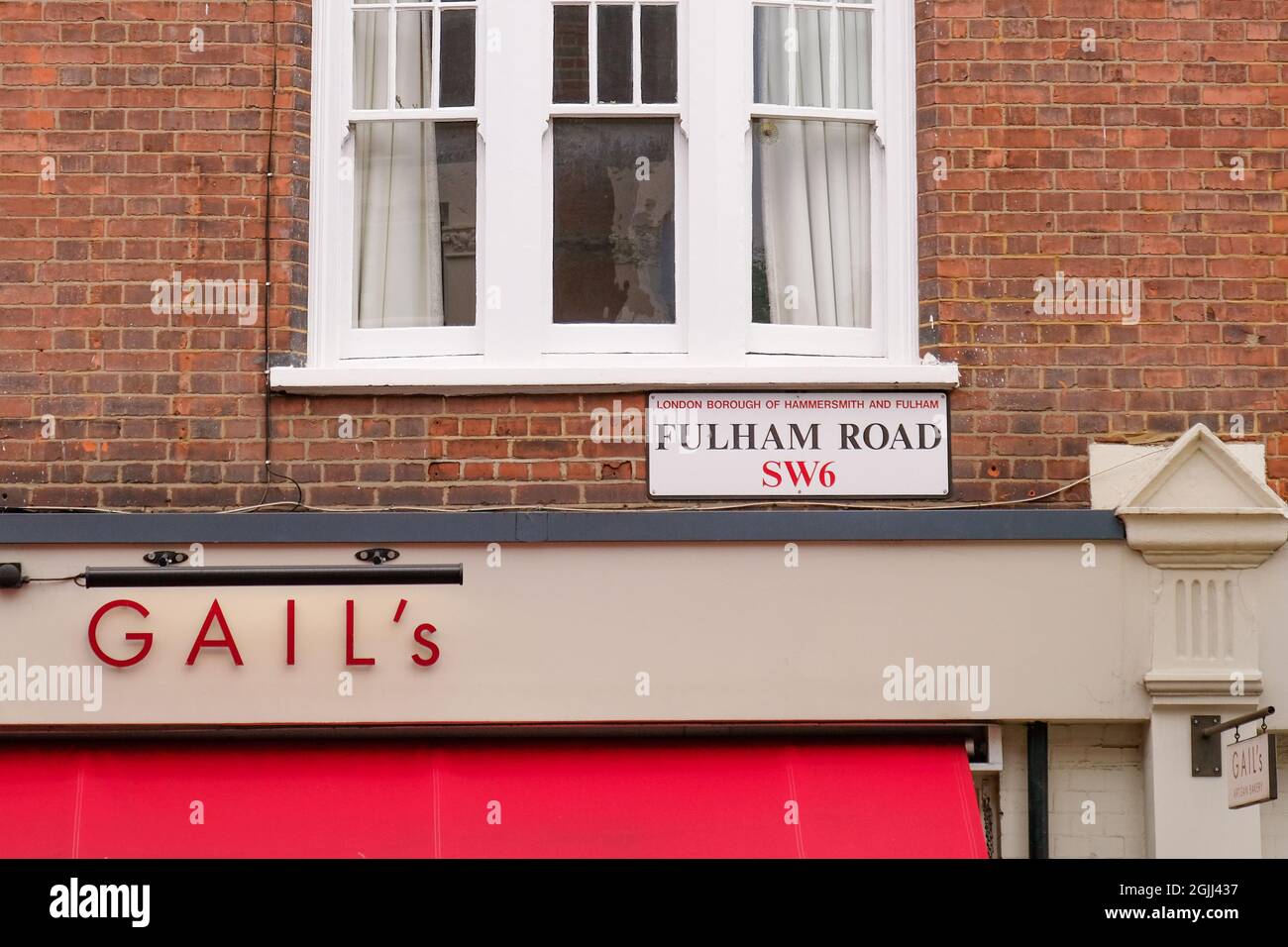 London, September 2021: Fulham Road street sign. A prominent road of ...