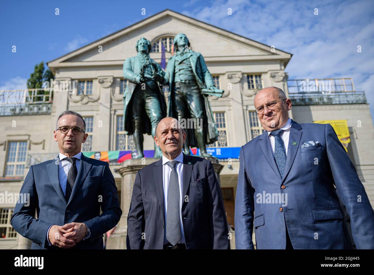 Weimar, Germany. 10th Sep, 2021. The foreign ministers of Germany ...