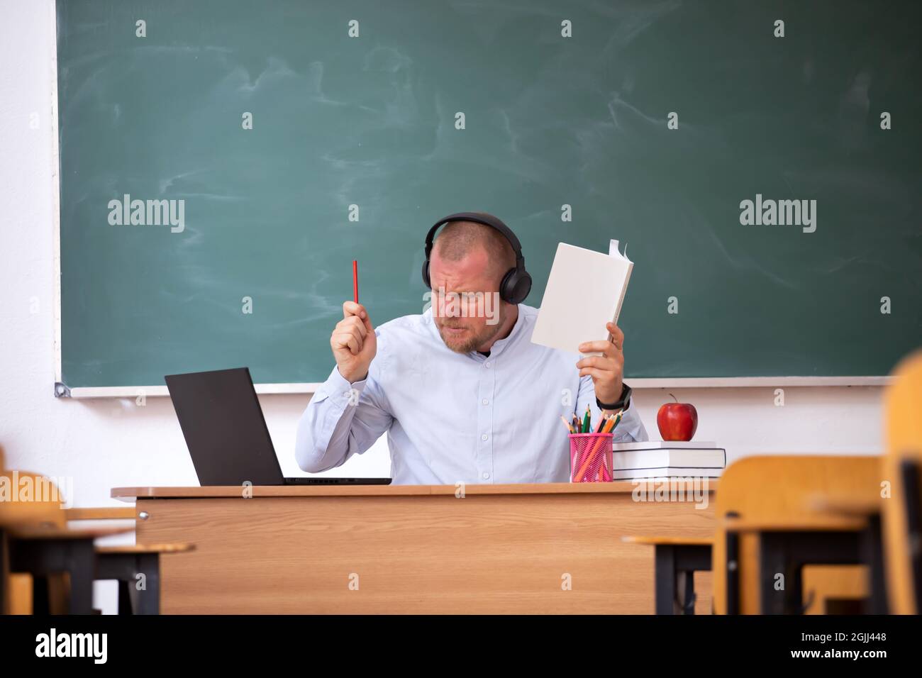 Back to School Concept. School math teacher giving virtual teaching ...