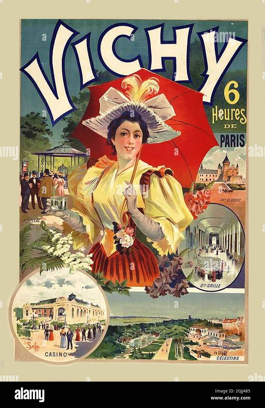 Click On Vintage French travel poster - "One Summer in Vichy", 1910 ...