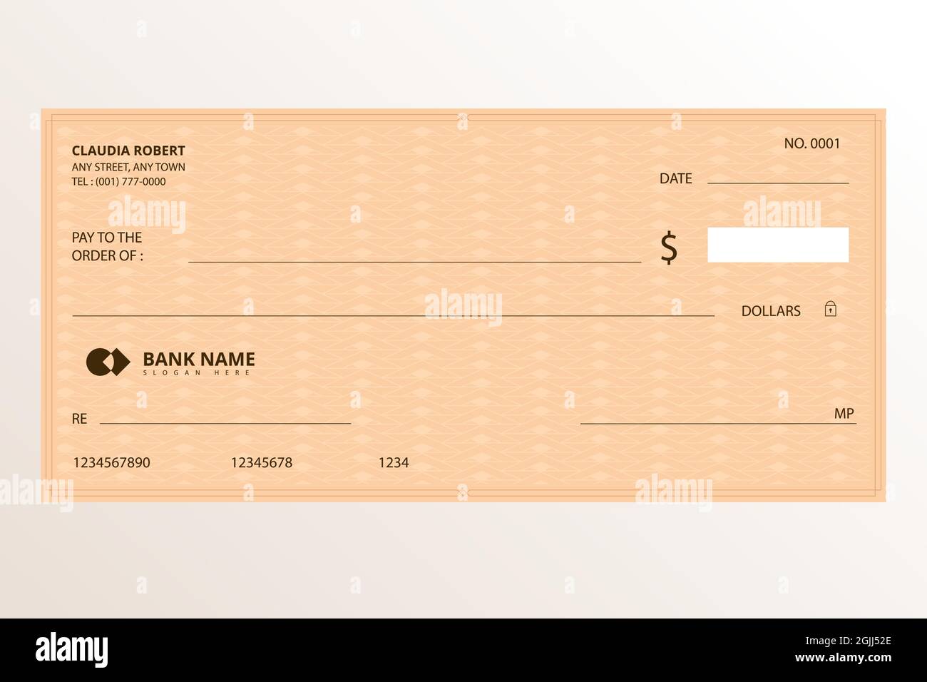 Minimalist blank check template Vector illustration Stock Vector Image ...