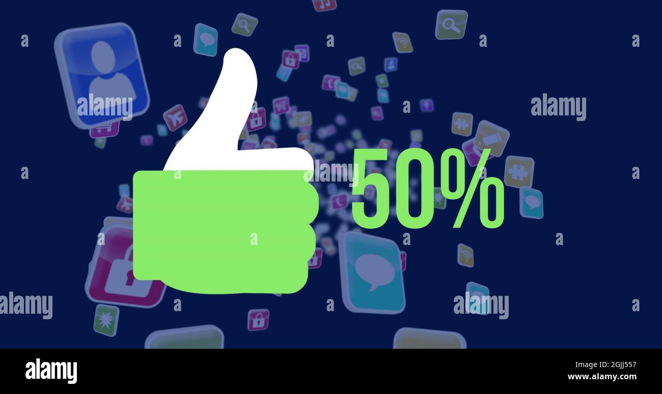 Thumbs up shape and numbers filling up with colour 4k Stock Photo - Alamy