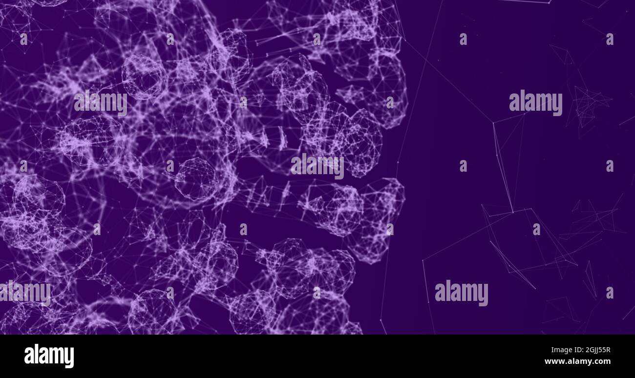 Network of connections against purple background Stock Photo - Alamy