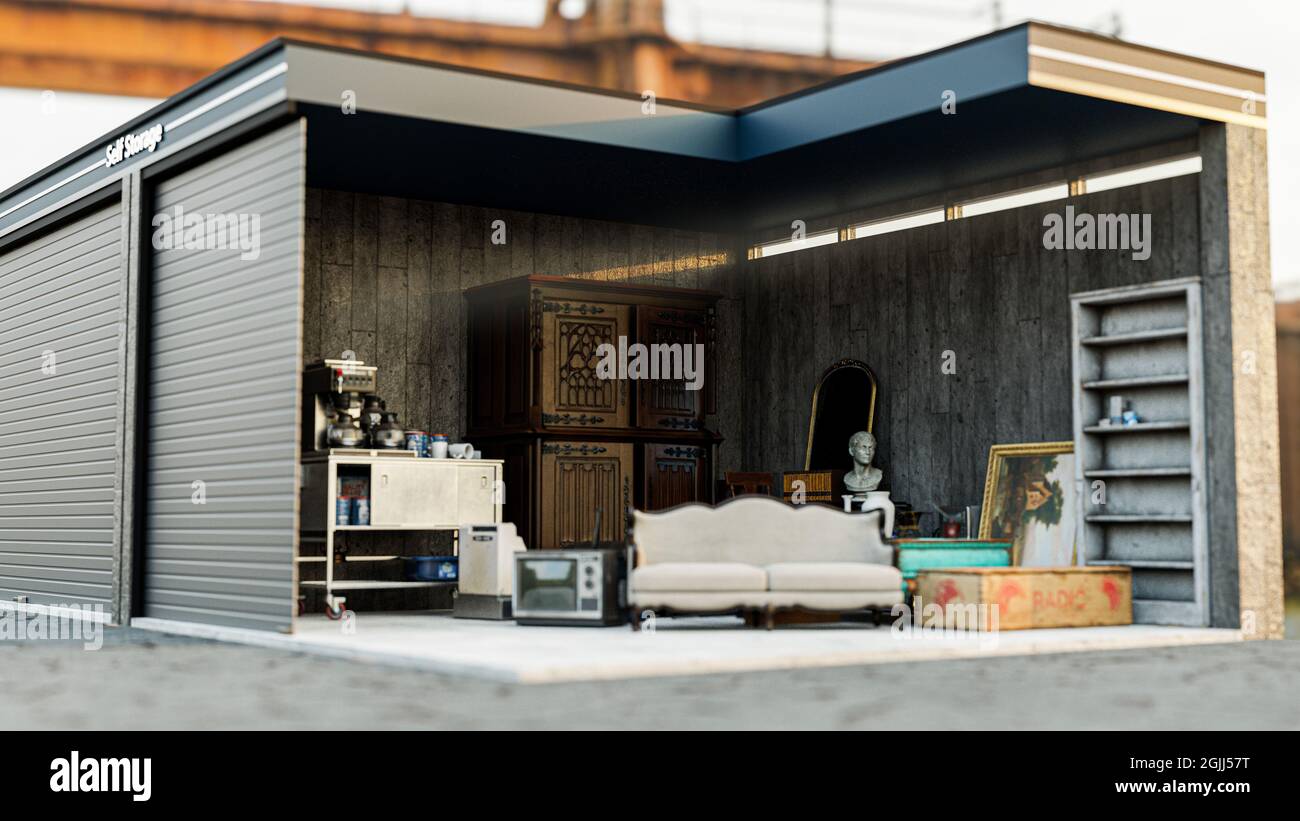 huge section of a concrete self-storage 3d illustration Stock Photo - Alamy