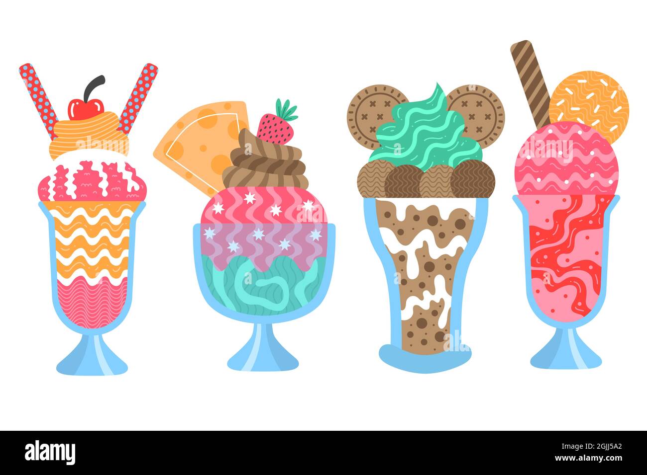 Flat Ice Cream Set Vector Illustration Stock Vector Image And Art Alamy