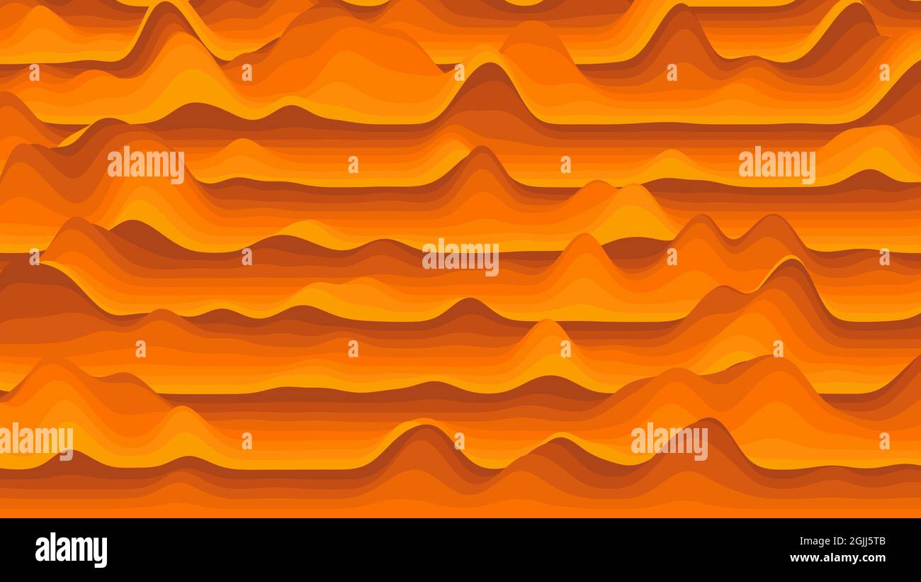 Retro orange stripes distorted backdrop. Procedural vintage ripple ...