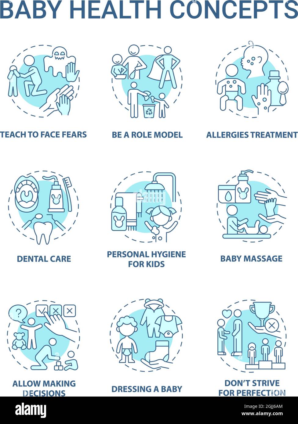 Baby health blue concept icons set Stock Vector Image & Art - Alamy