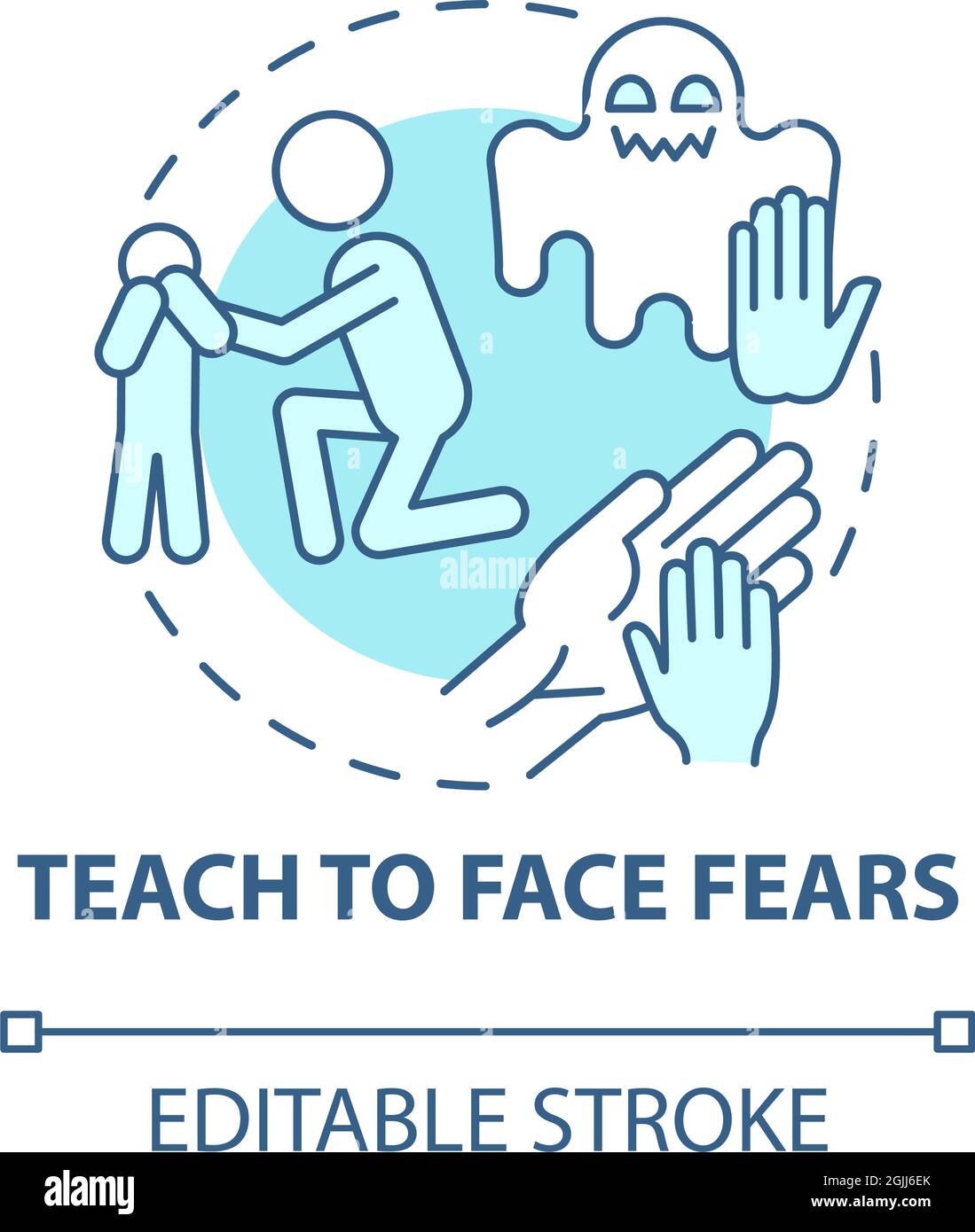 Teach to face fears blue concept icon Stock Vector Image & Art - Alamy