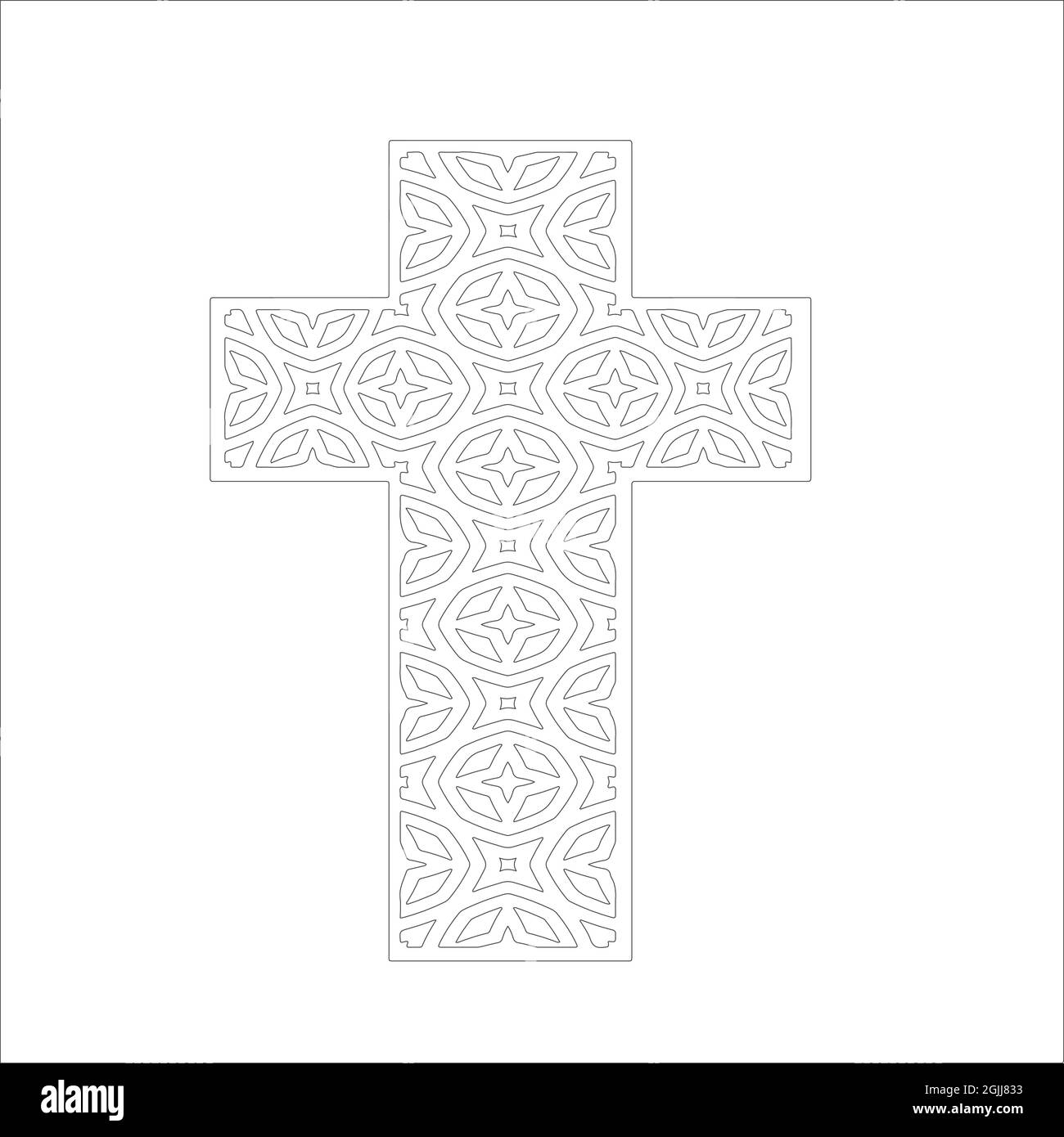 cross with black and white patterns on a white background Stock Vector ...