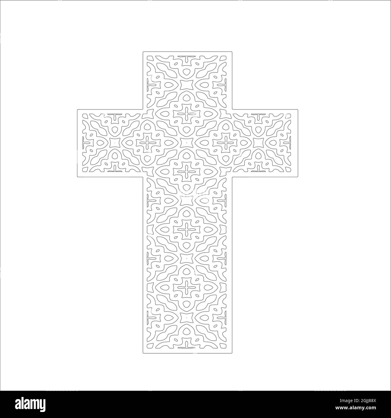 cross with black and white patterns on a white background Stock Vector ...