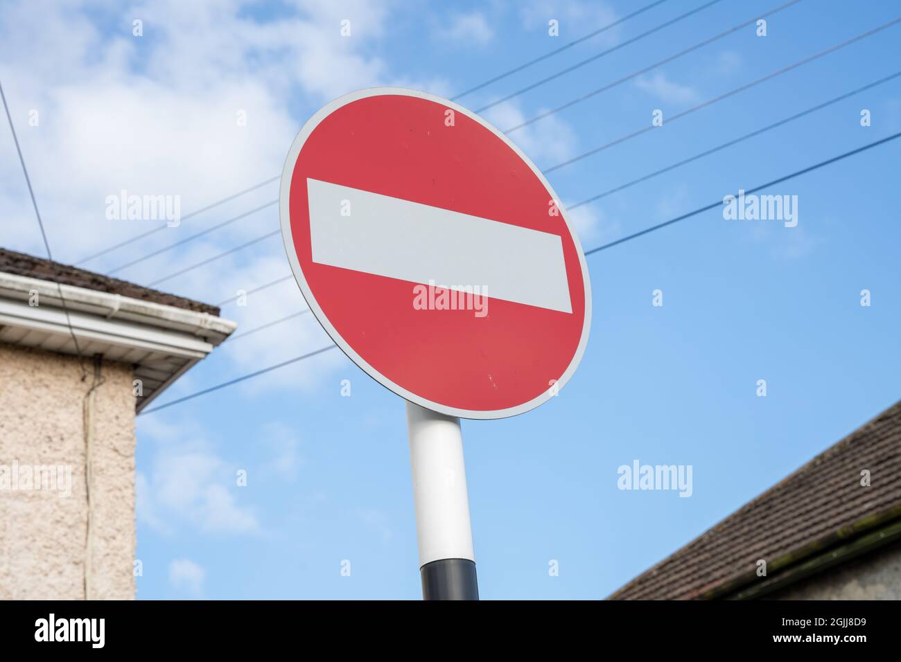 No Entry Sign. Round traffic sign red a with white line indicating no ...