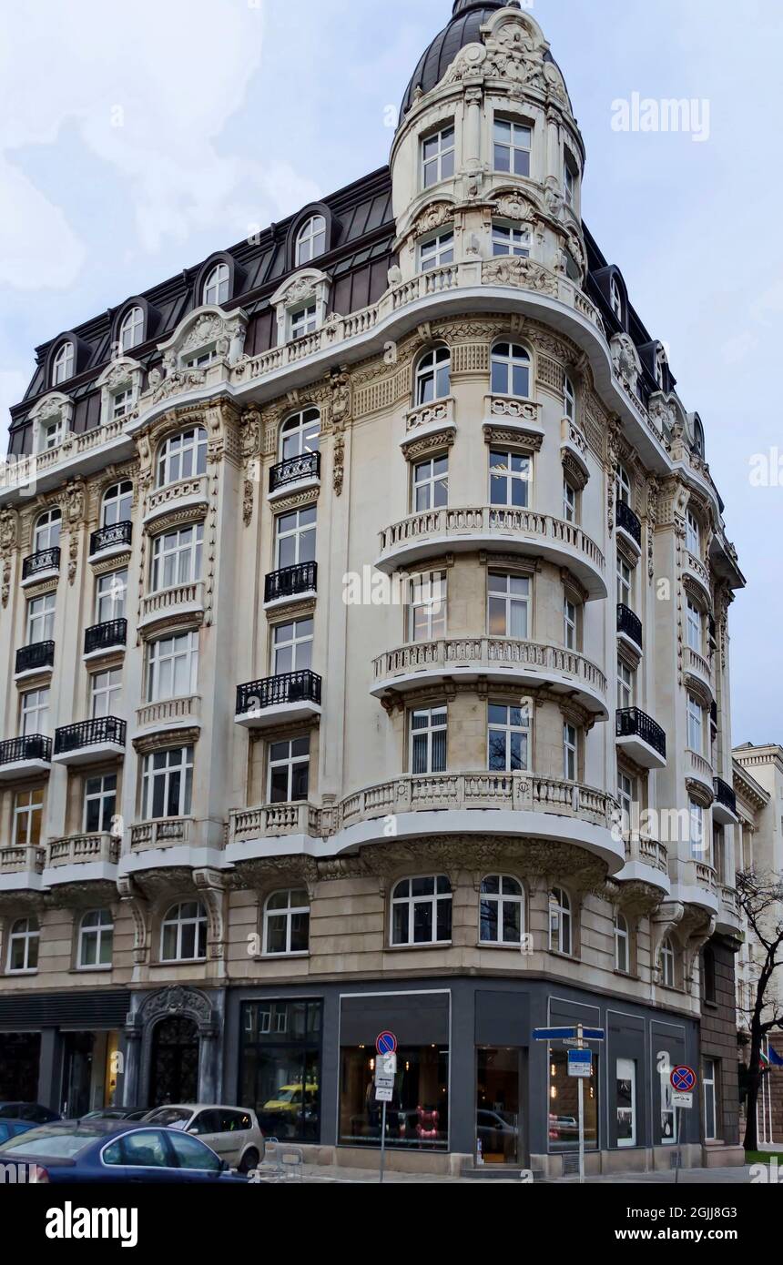 Fragments of old beautiful buildings in the center of the Bulgarian ...