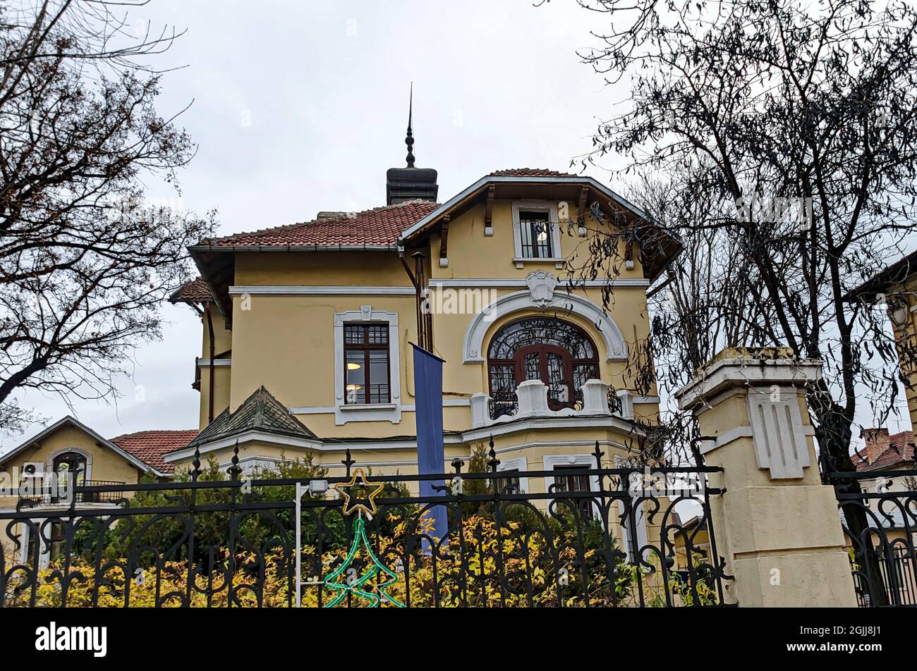 Fragments of old beautiful buildings in the center of the Bulgarian ...