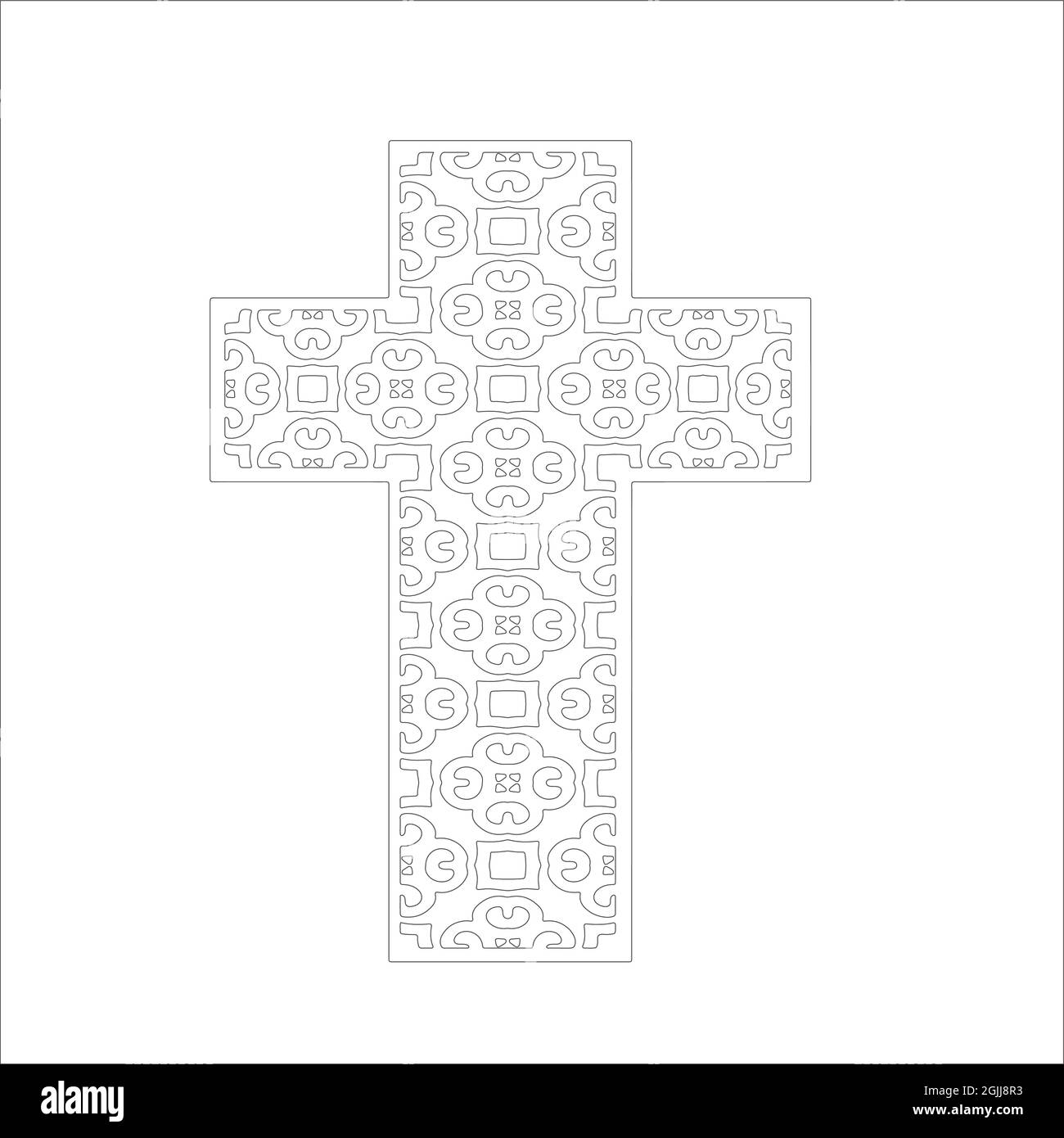 cross with black and white patterns on a white background Stock Vector ...