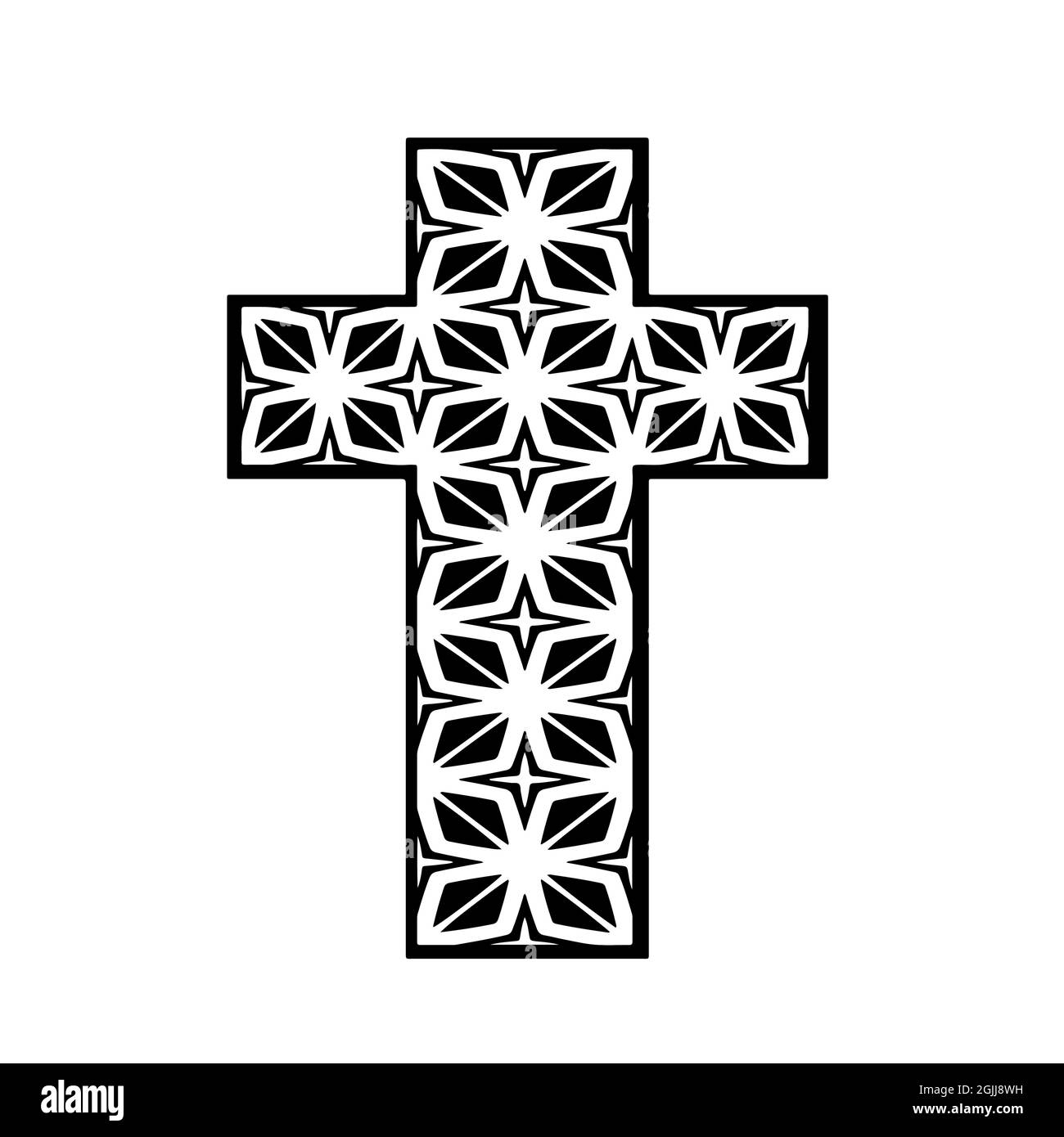 cross with black and white patterns on a white background Stock Vector ...