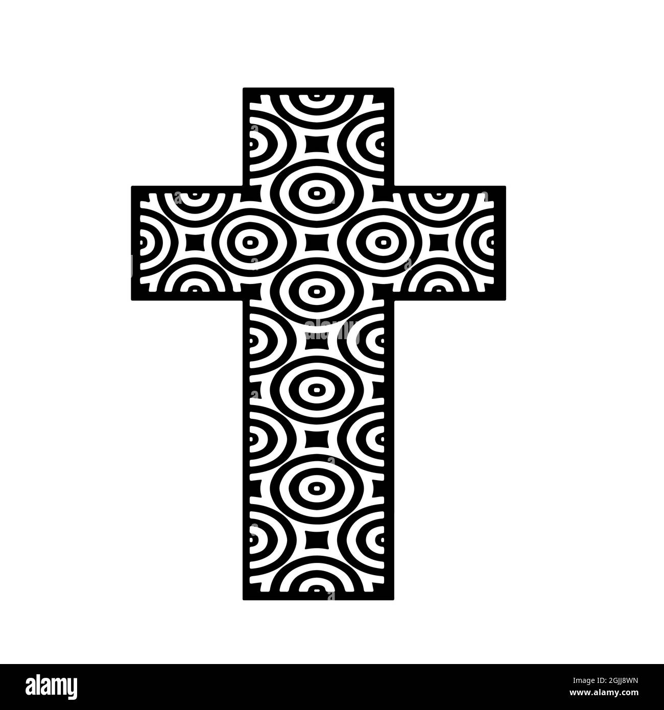 cross with black and white patterns on a white background Stock Vector ...