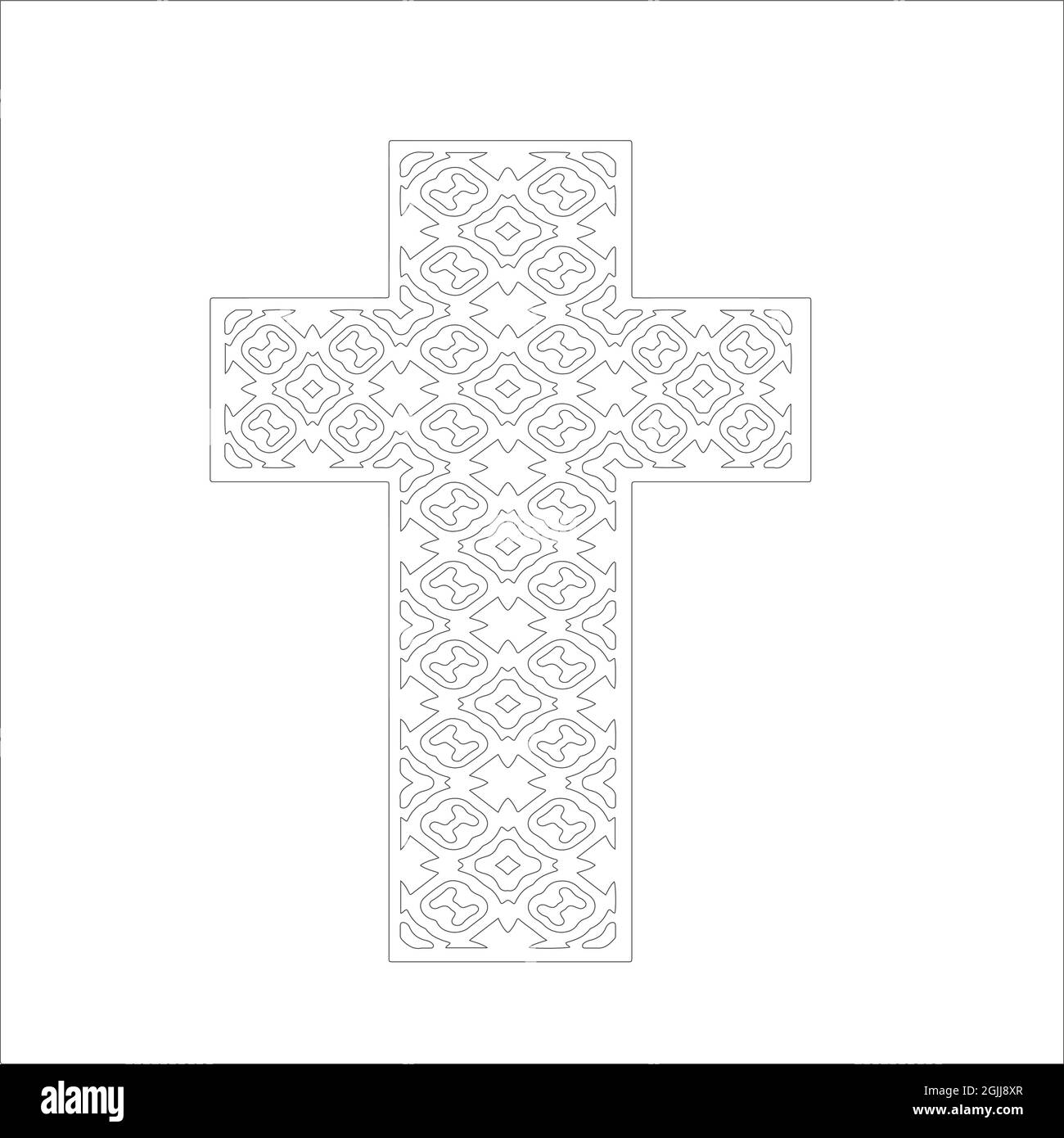 cross with black and white patterns on a white background Stock Vector ...