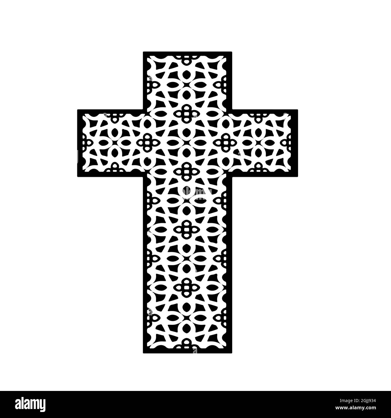cross with black and white patterns on a white background Stock Vector ...