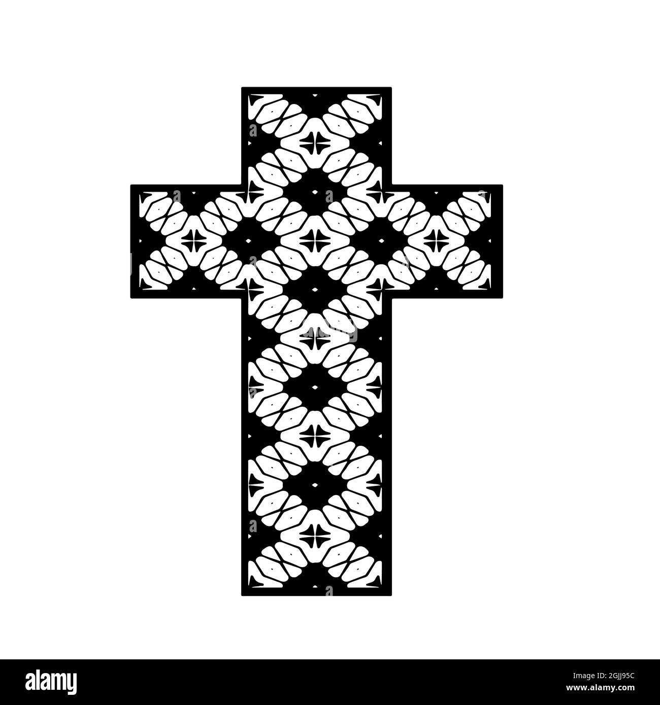 cross with black and white patterns on a white background Stock Vector ...
