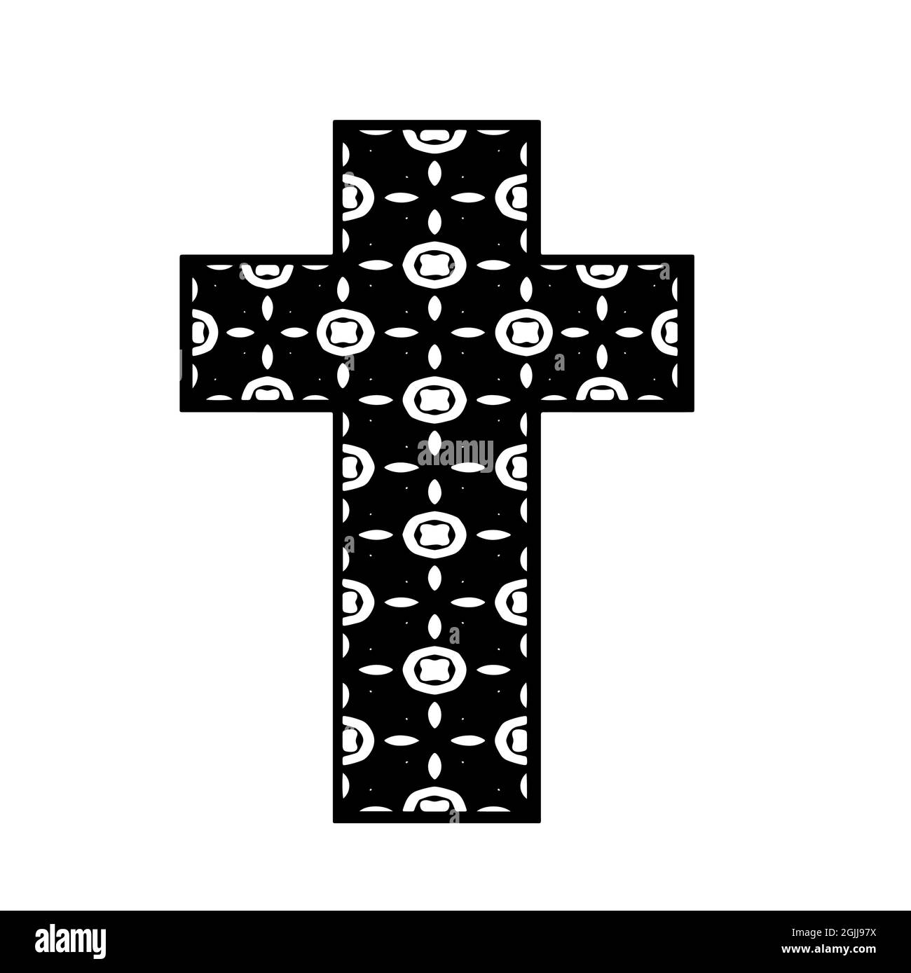 cross with black and white patterns on a white background Stock Vector ...