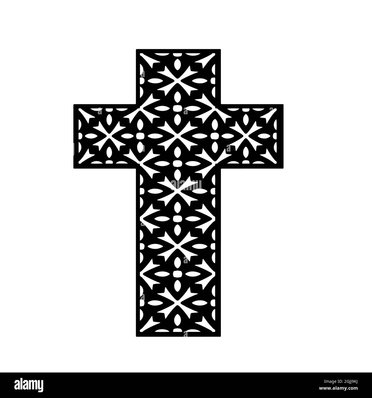 cross with black and white patterns on a white background Stock Vector ...