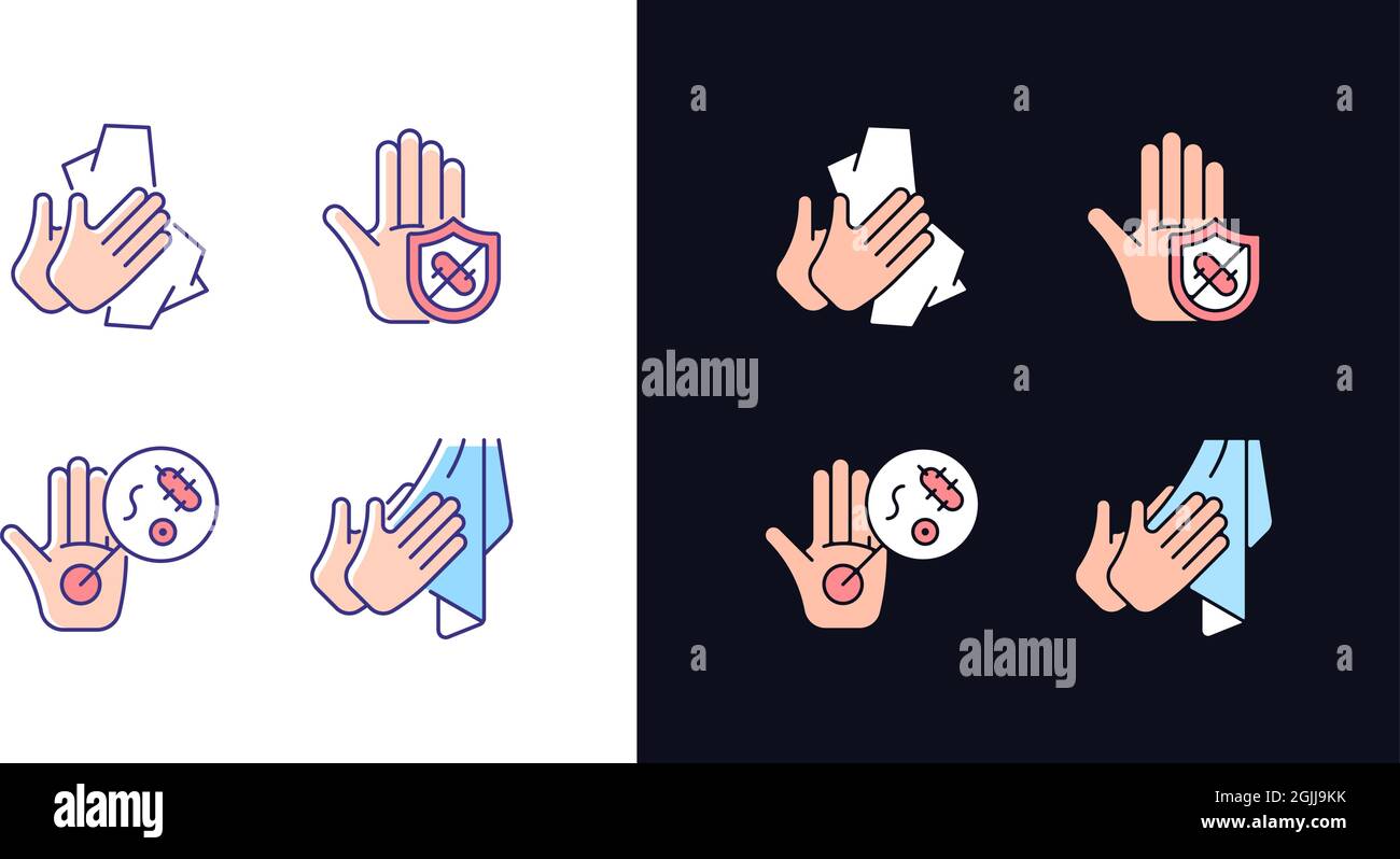Infection prevention light and dark theme RGB color icons set Stock ...