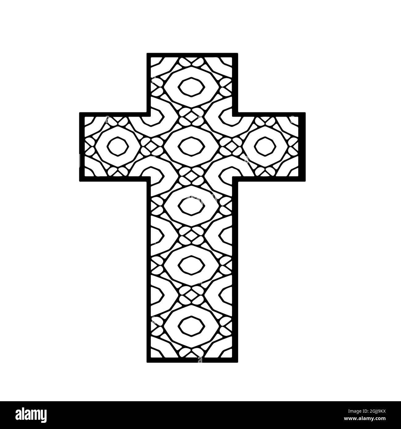 cross with black and white patterns on a white background Stock Vector ...