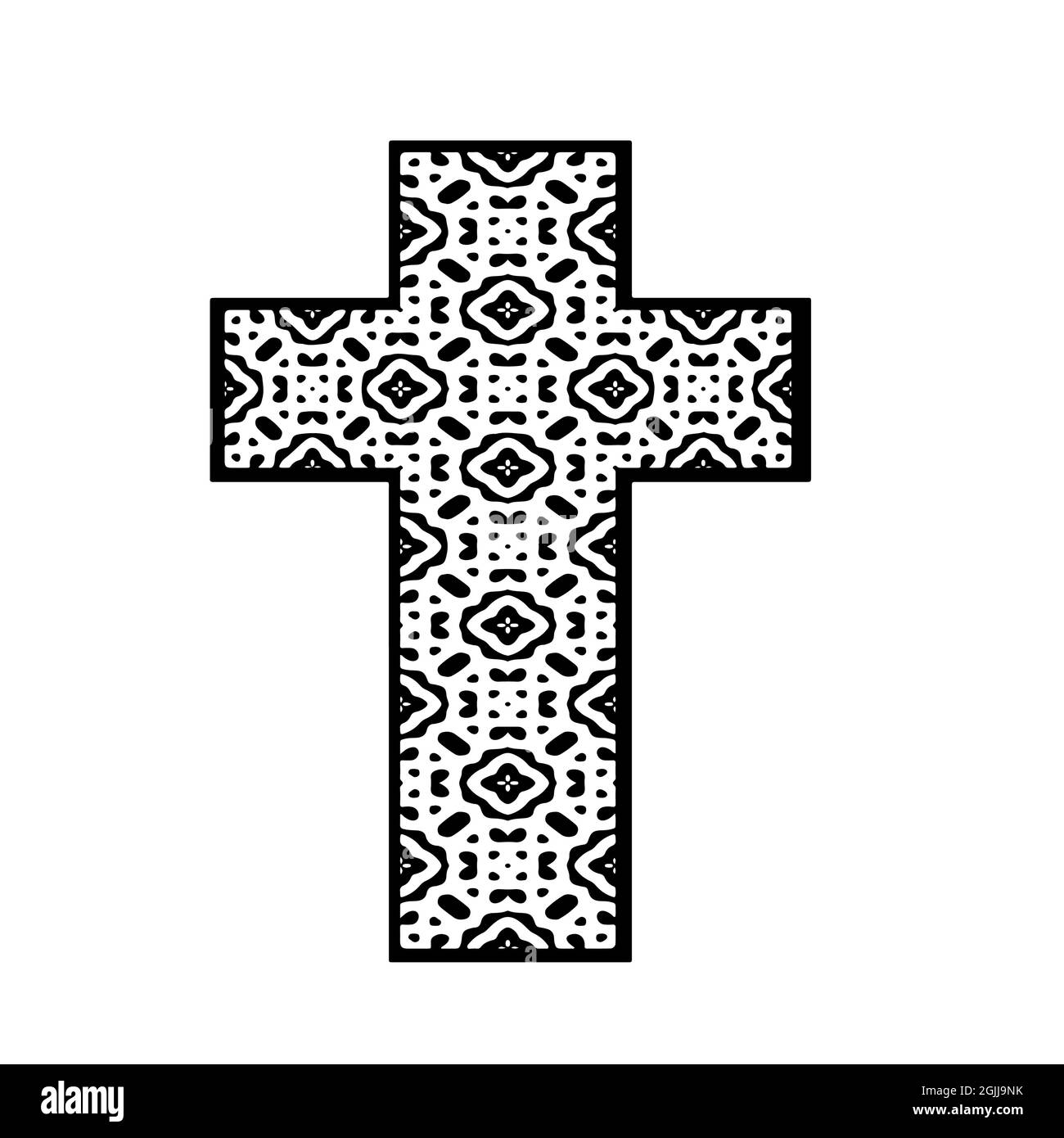 cross with black and white patterns on a white background Stock Vector ...
