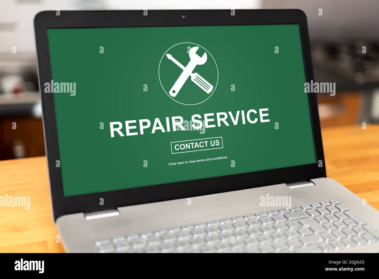 Laptop screen with repair service concept Stock Photo - Alamy