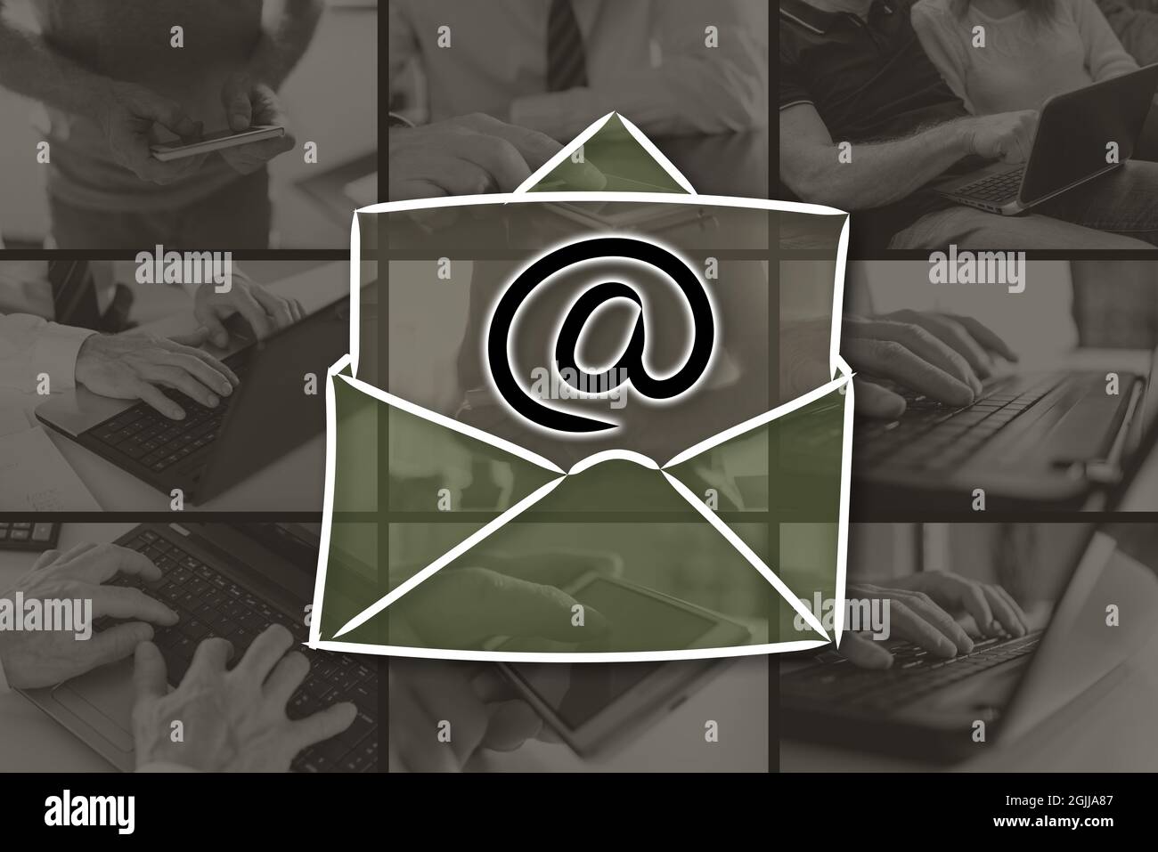 Email concept illustrated by pictures on background Stock Photo - Alamy