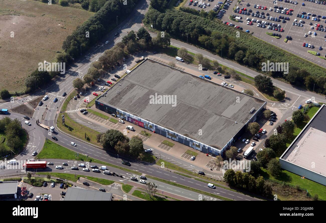 Aerial view of Chetham Court which includes Tenpin Warrington, PureGym ...