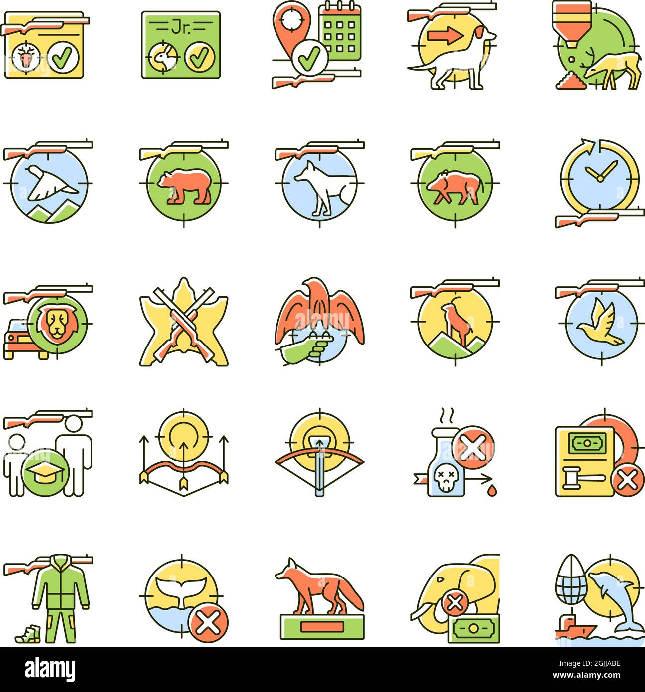 Hunting RGB color icons set Stock Vector Image & Art - Alamy