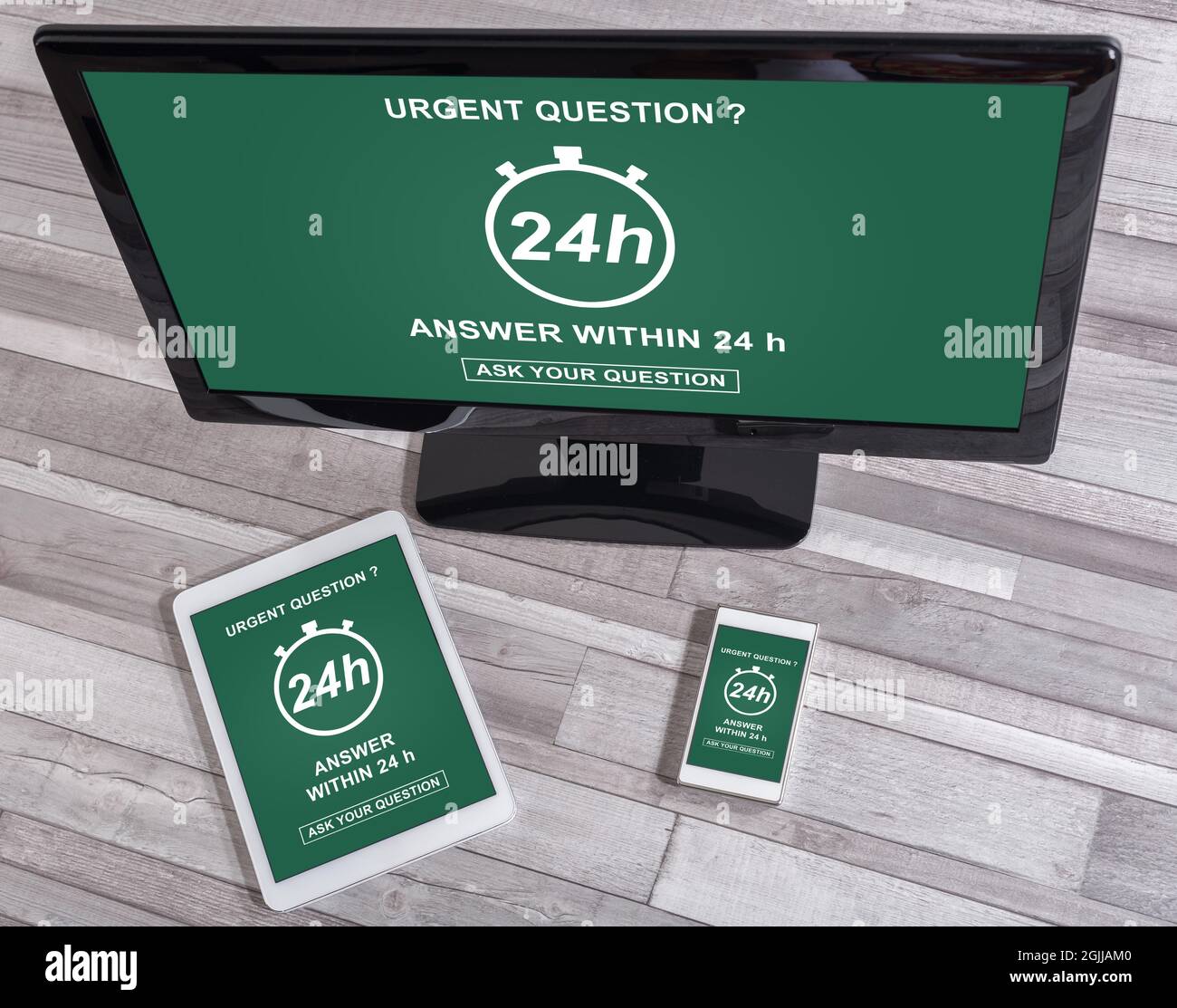 Urgent question concept shown on different information technology ...