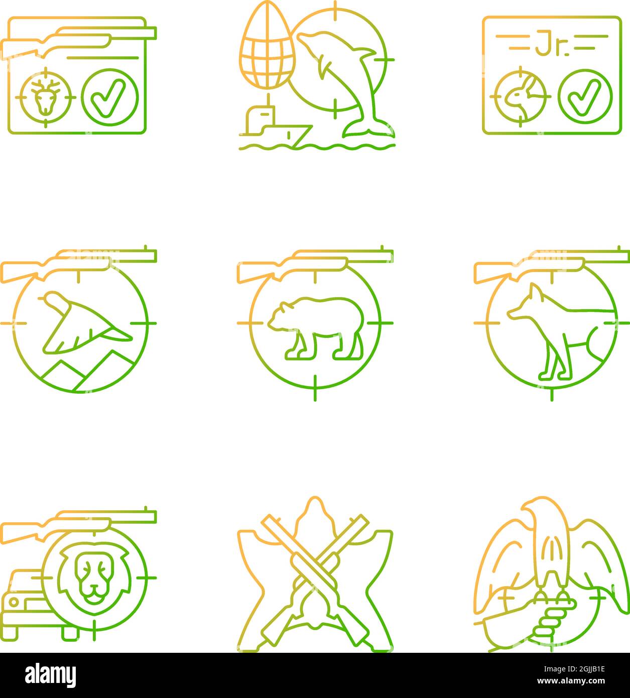 Wild animals hunting RGB color icons set Stock Vector Image & Art - Alamy