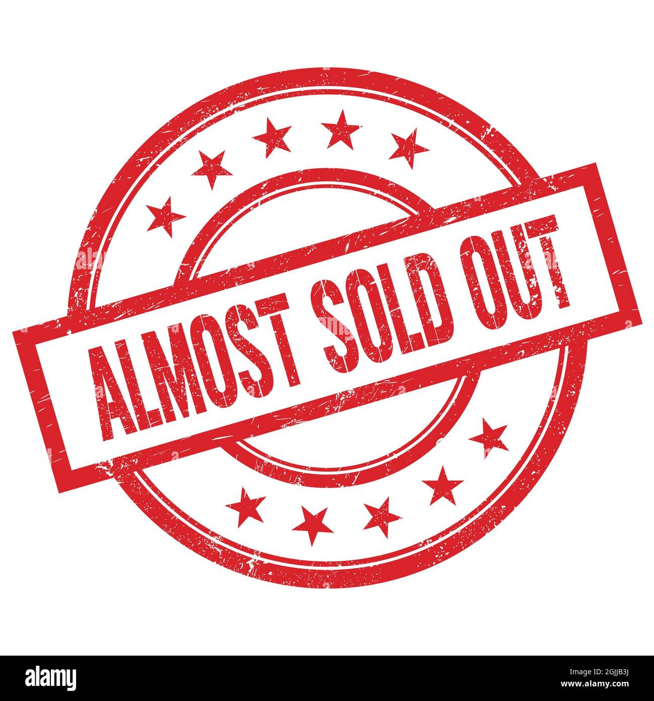 ALMOST SOLD OUT text written on red round vintage rubber stamp Stock ...