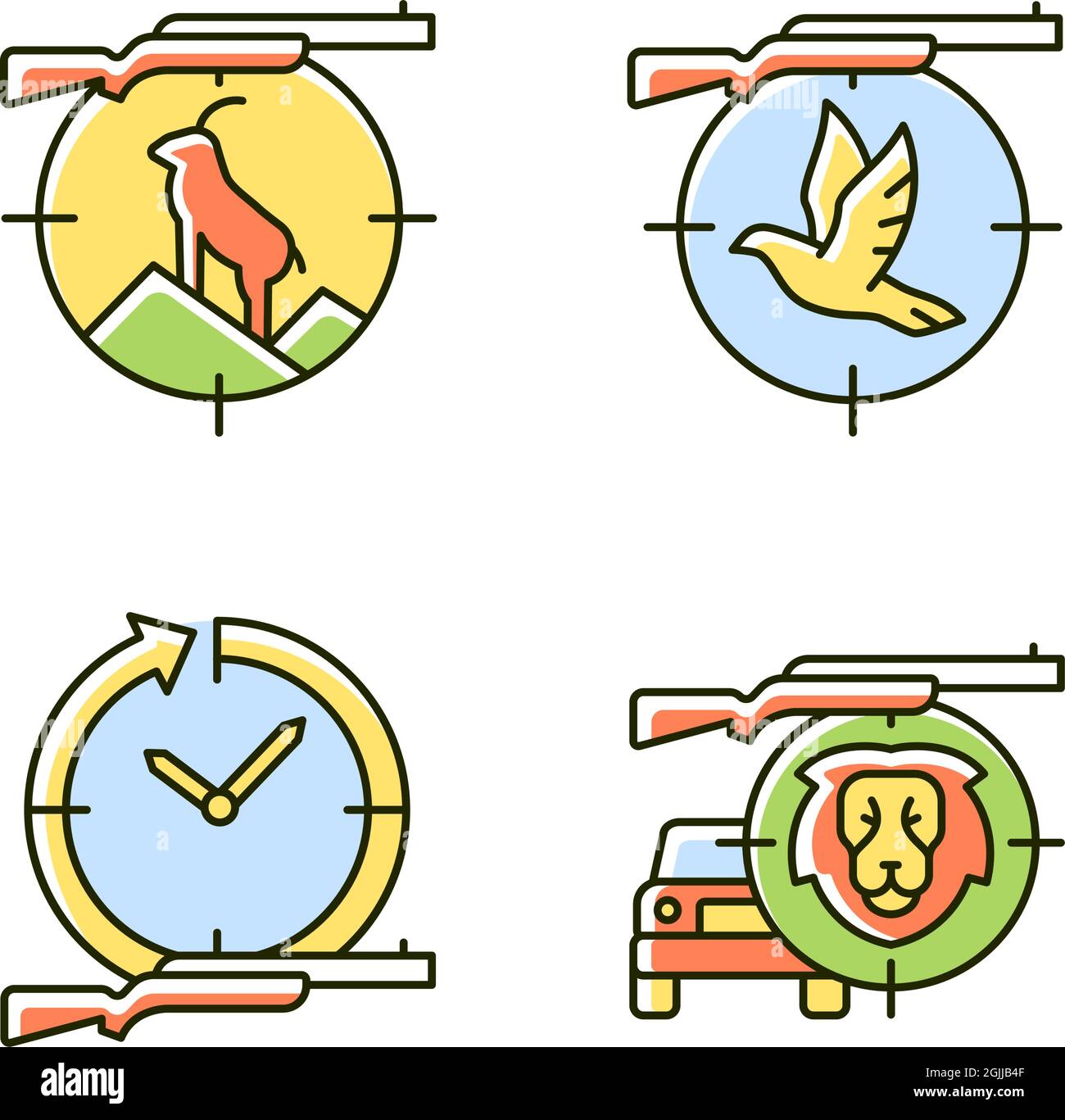 Hunting types RGB color icons set Stock Vector Image & Art - Alamy Hunting types RGB color icons set Stock Vector Image & Art - Alamy