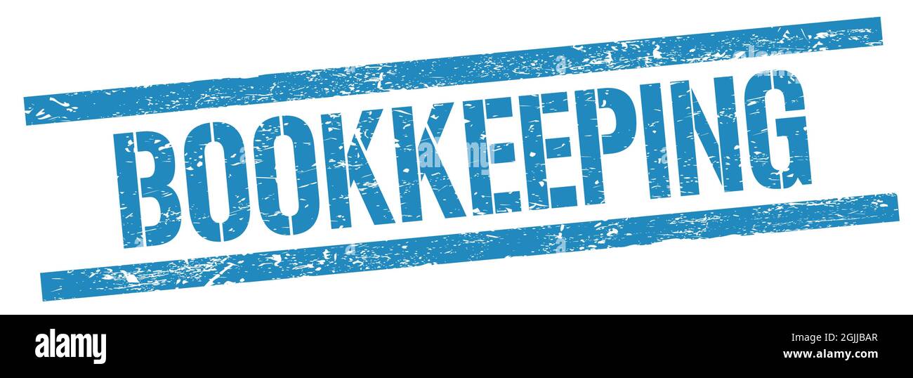 BOOKKEEPING text on blue grungy rectangle stamp sign Stock Photo - Alamy