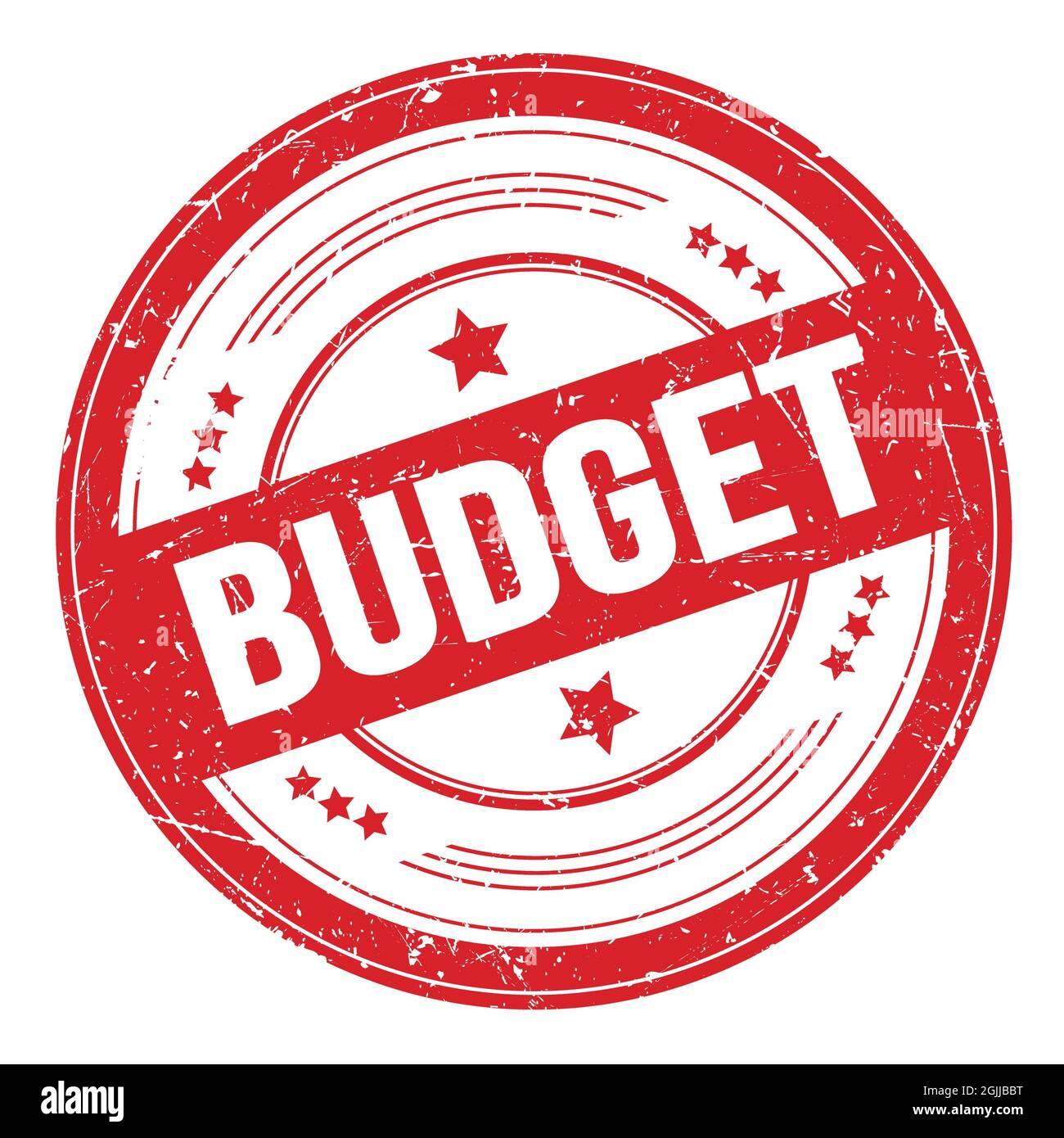 BUDGET text on red round grungy texture stamp Stock Photo - Alamy