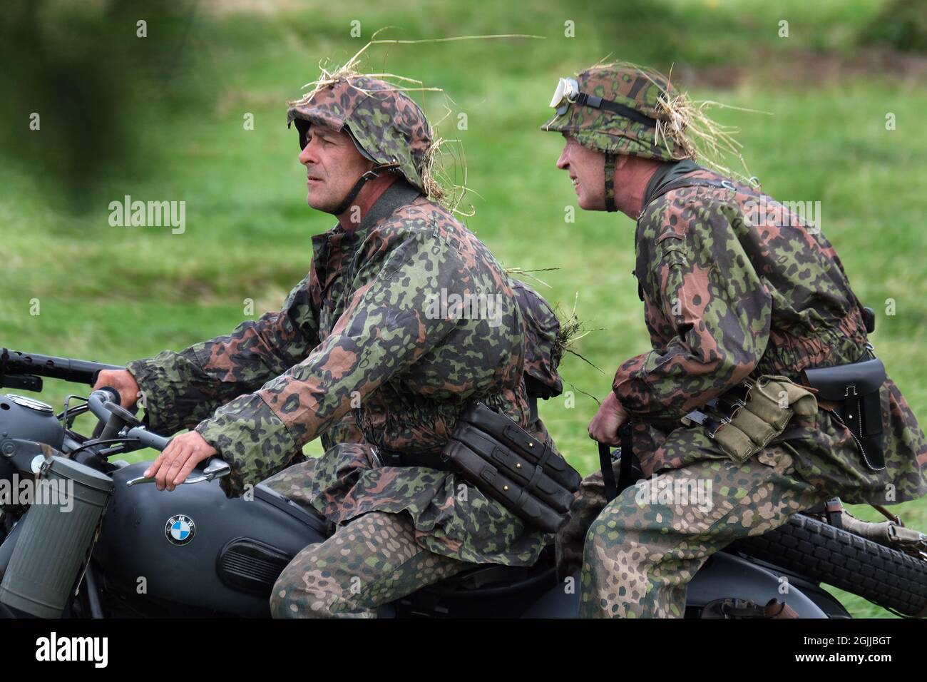 Enactors dressed in German second world war uniforms creating lifestyle ...