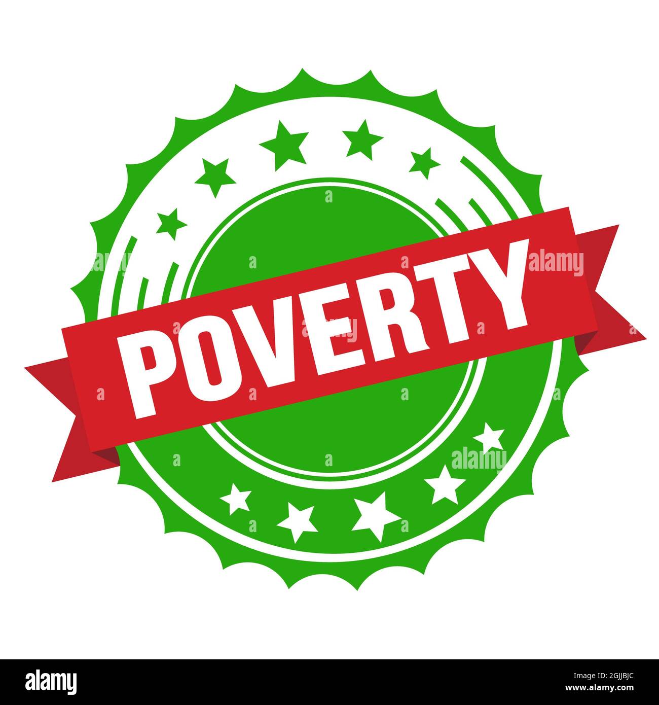 POVERTY text on red green ribbon badge stamp Stock Photo - Alamy