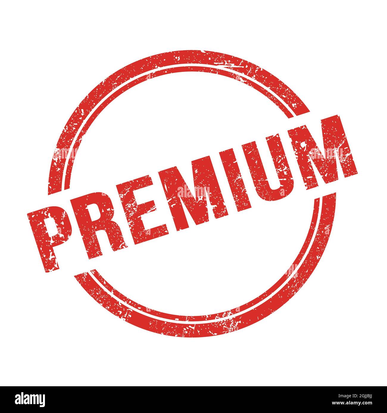 PREMIUM text written on red grungy vintage round stamp Stock Photo - Alamy