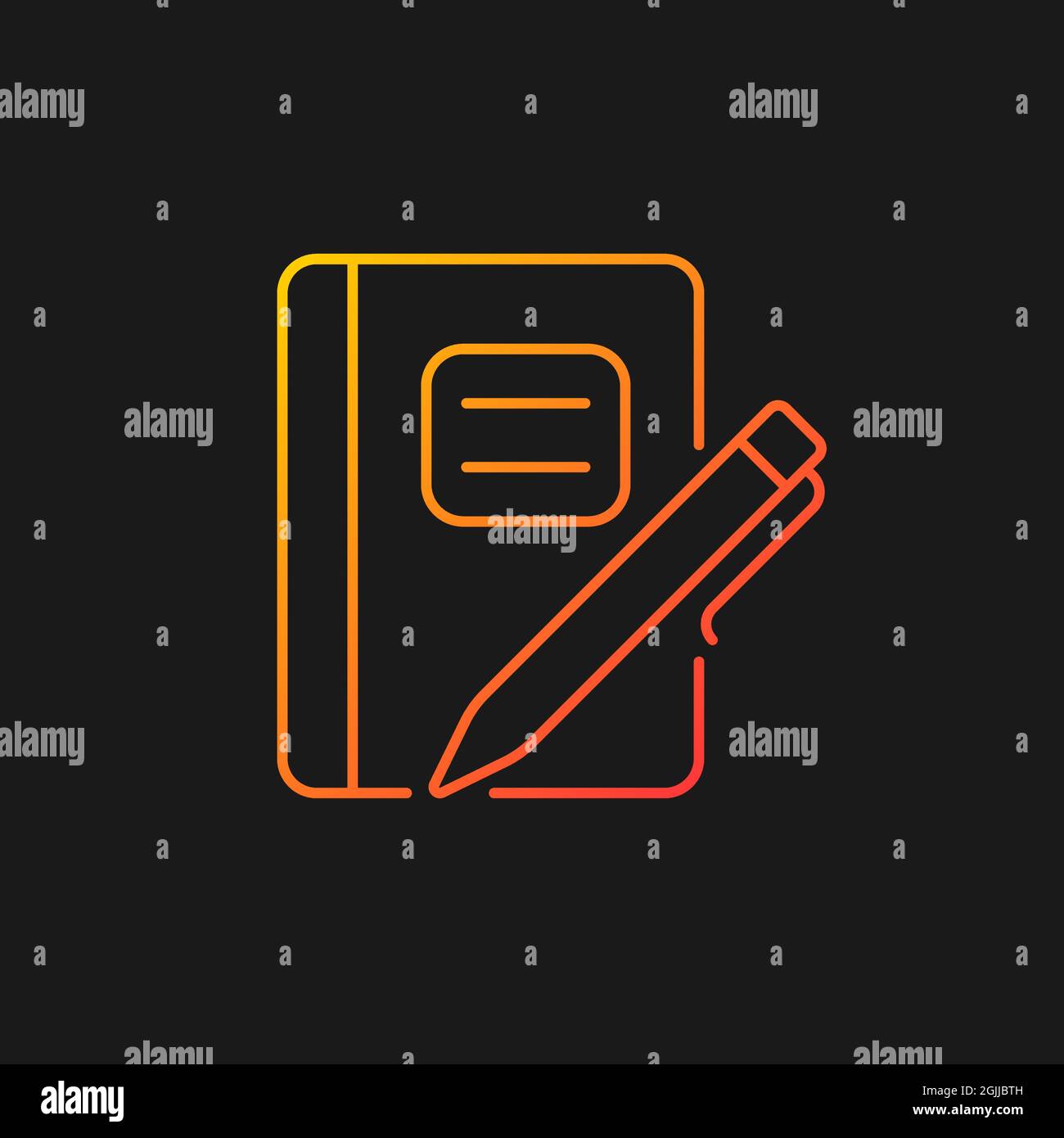 Graph composition notebook with pen gradient vector icon for dark theme ...