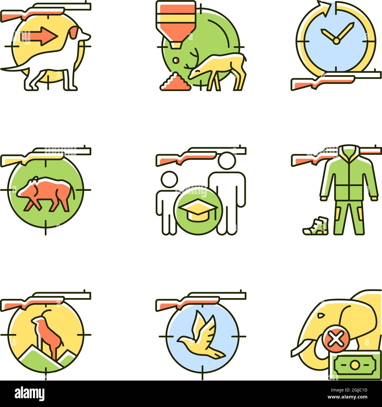Animal hunter RGB color icons set Stock Vector Image & Art - Alamy