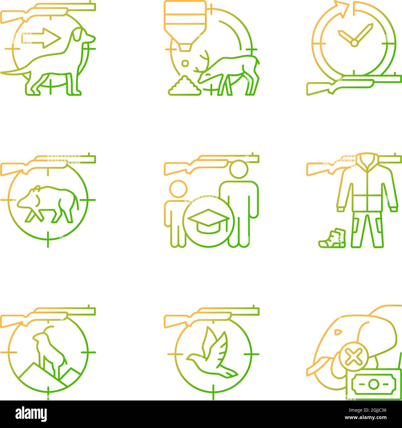 Animal hunter gradient linear vector icons set Stock Vector Image & Art ...