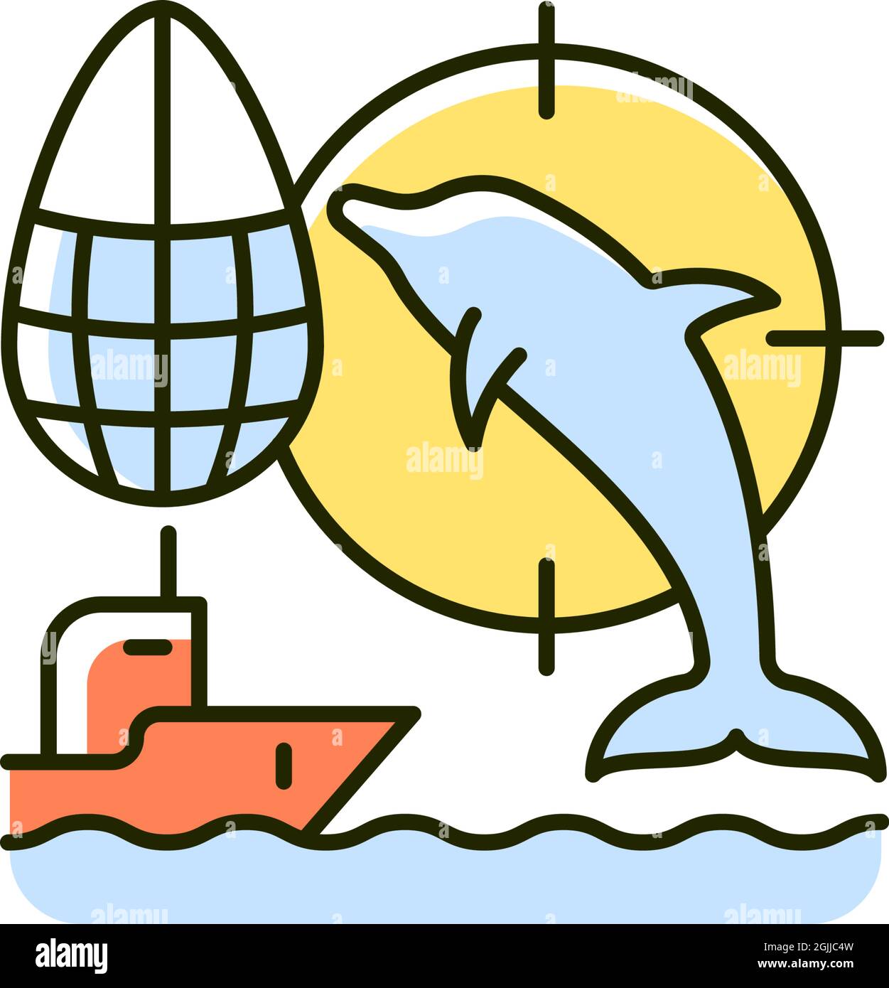 Dolphin drive hunting RGB color icon Stock Vector Image & Art - Alamy