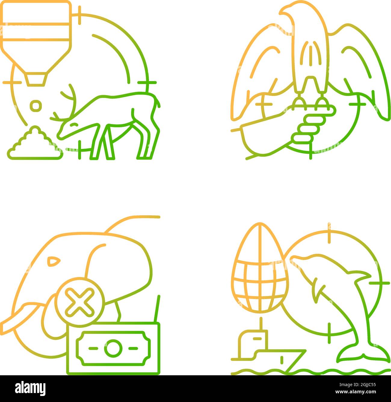 Illegal Hunting Gradient Linear Vector Icons Set Stock Vector Image And Art Alamy