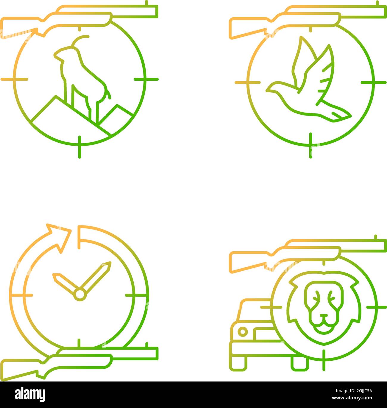 Hunting types gradient linear vector icons set Stock Vector Image & Art - Alamy