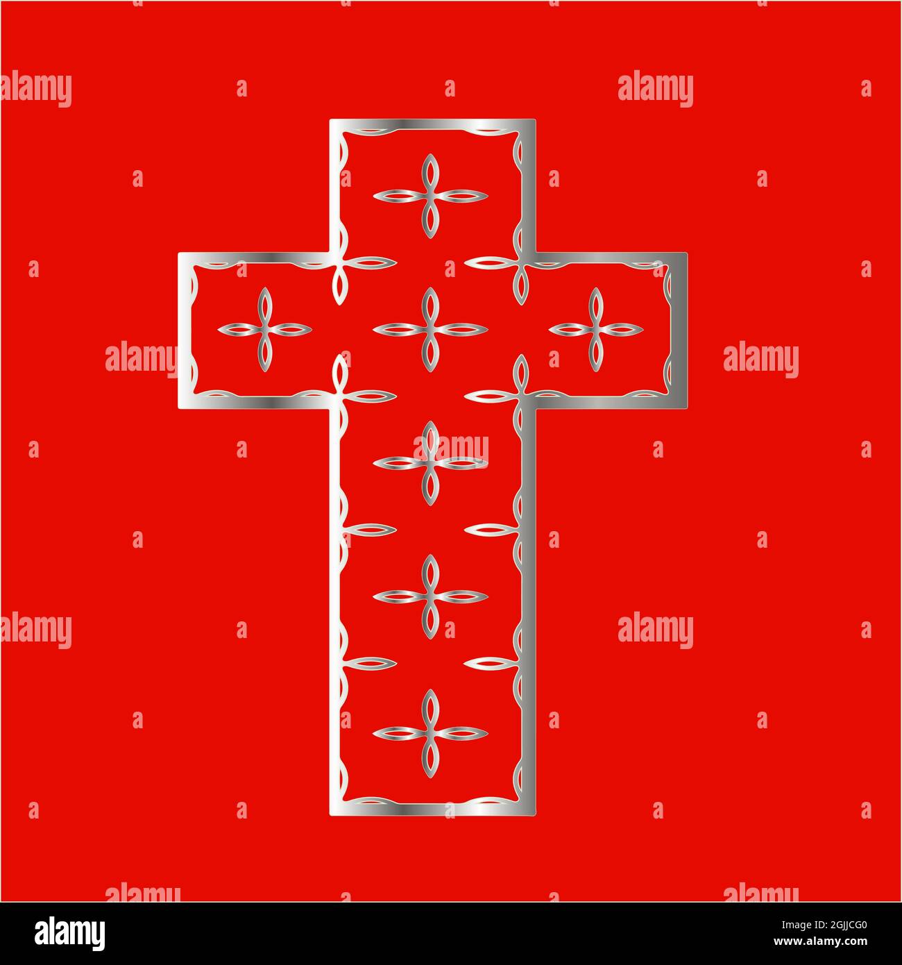 cross with patterns of metal on a red background Stock Vector Image ...