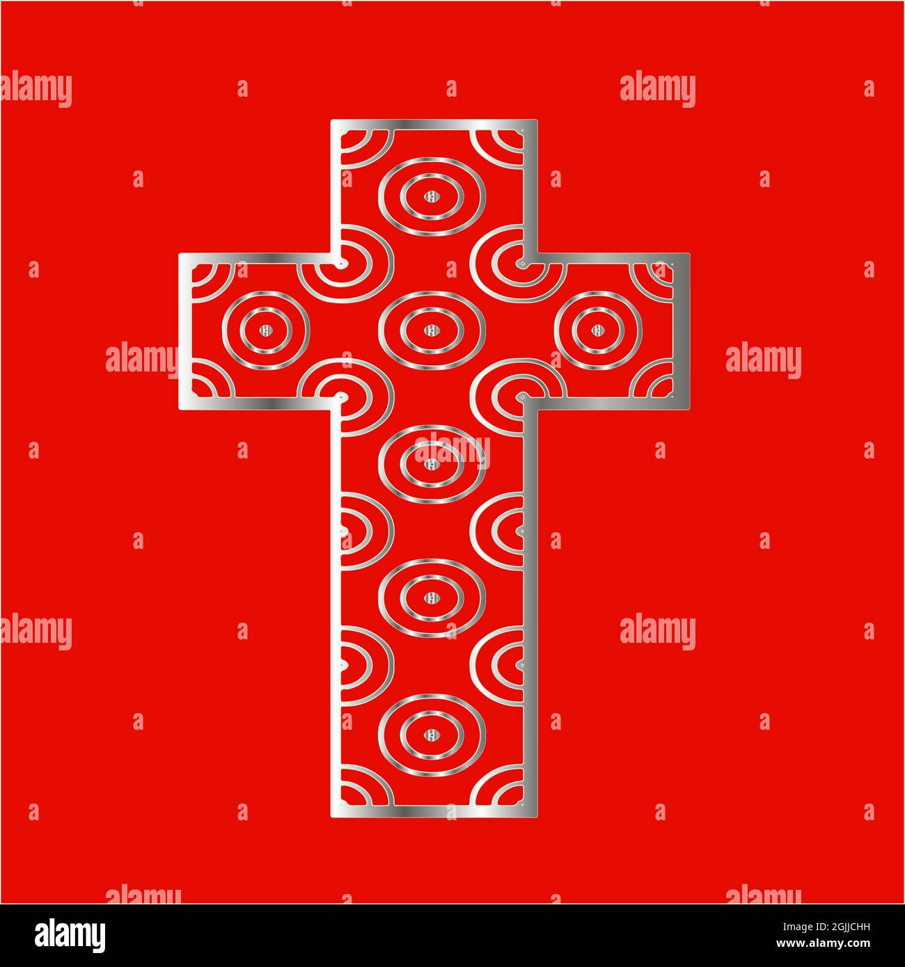 cross with patterns of metal on a red background Stock Vector Image ...